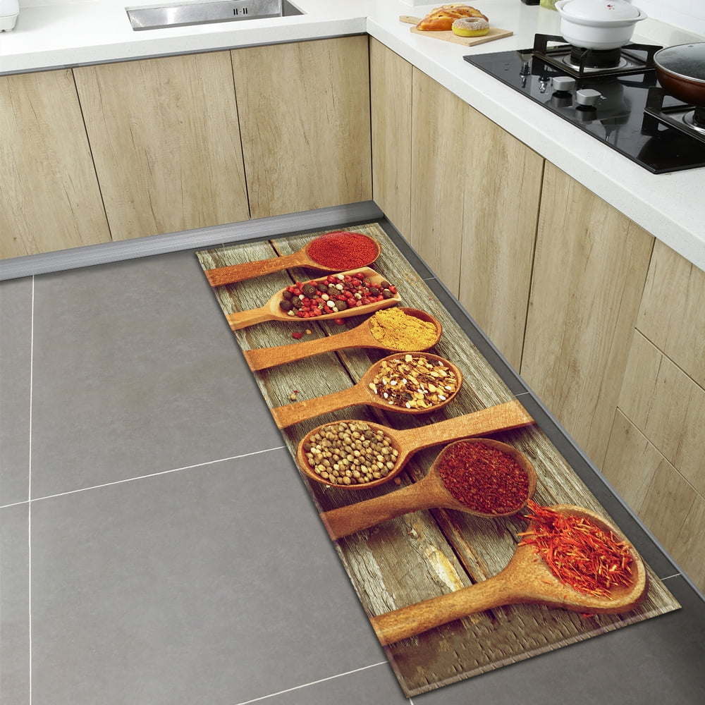 Kitchen PCV Mat 40x120cm Spice Pattern Floor Mats Kitchen Decor Rugs ...