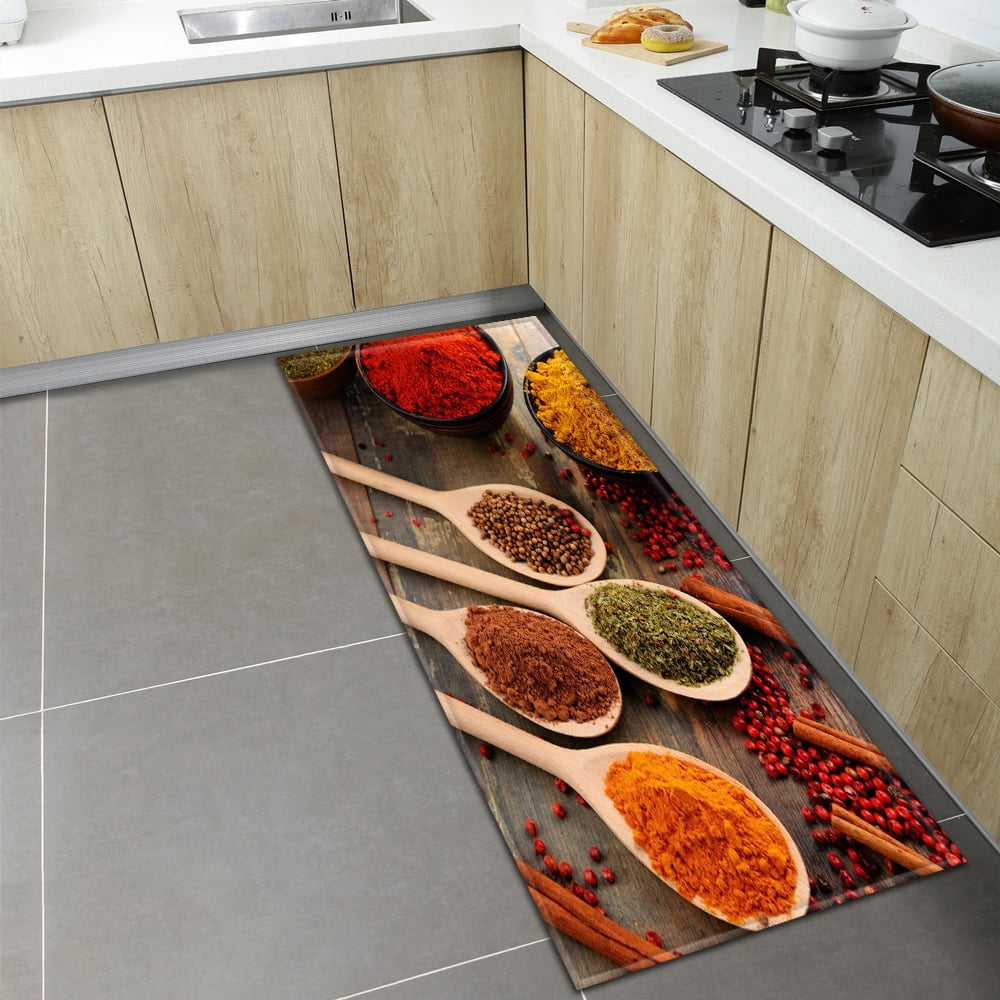 Kitchen PCV Mat 40x120cm Spice Pattern Floor Mats Kitchen Decor Rugs ...