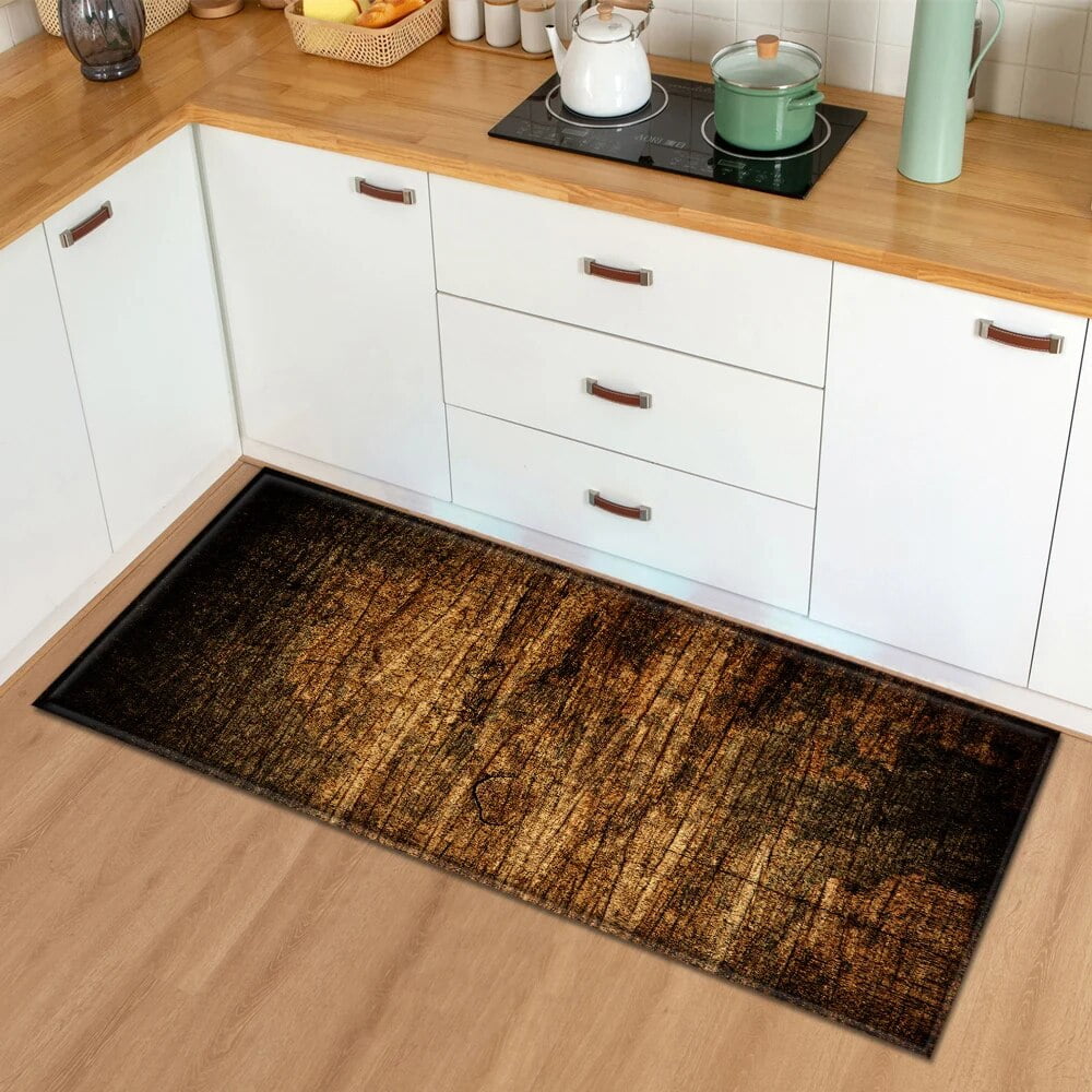 Kitchen PCV Mat Color Wood Grain Home Entrance Rug Door Mat Kitchen ...
