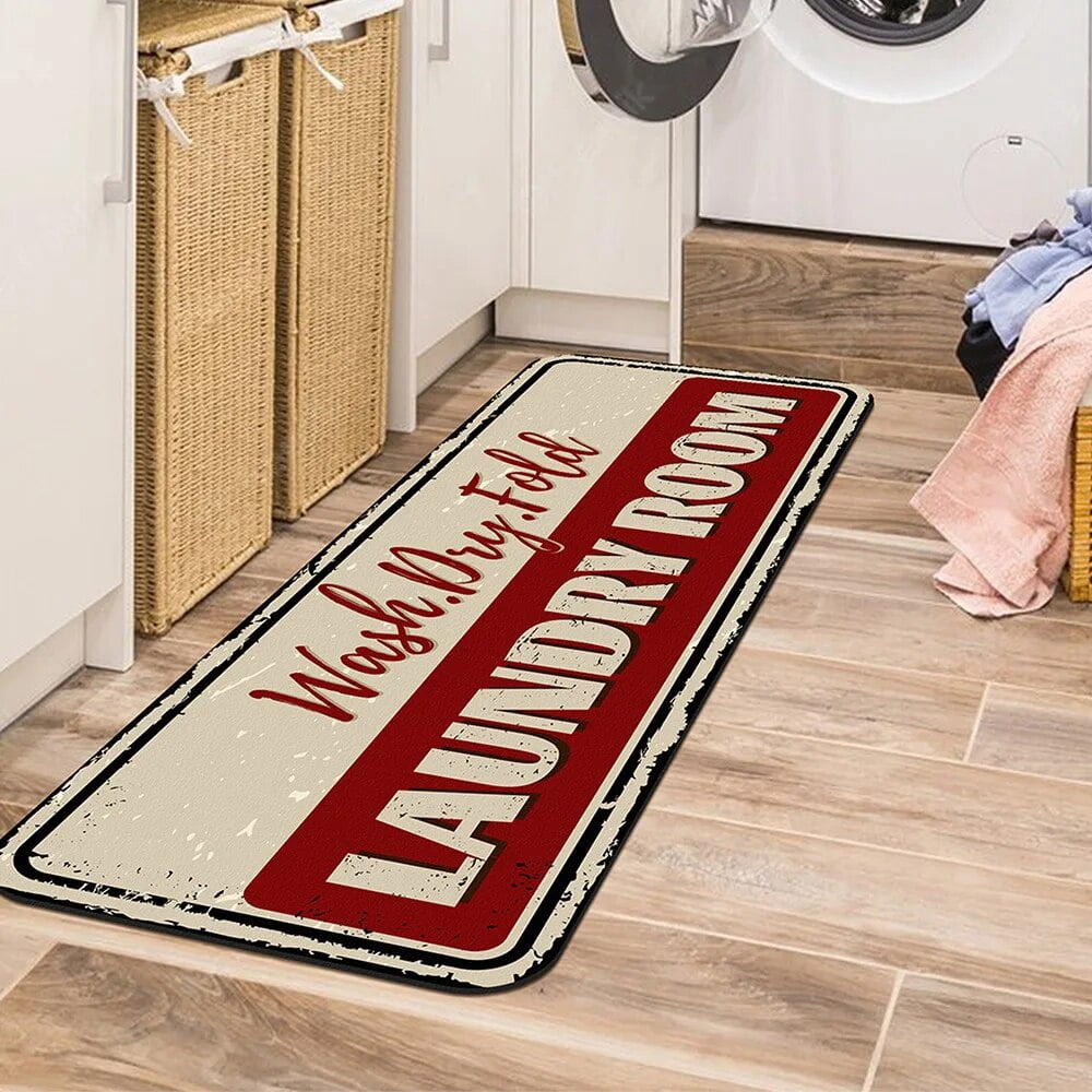 Kitchen PCV Mat English Letter Laundry Room Rug Laundry Mats Kitchen ...