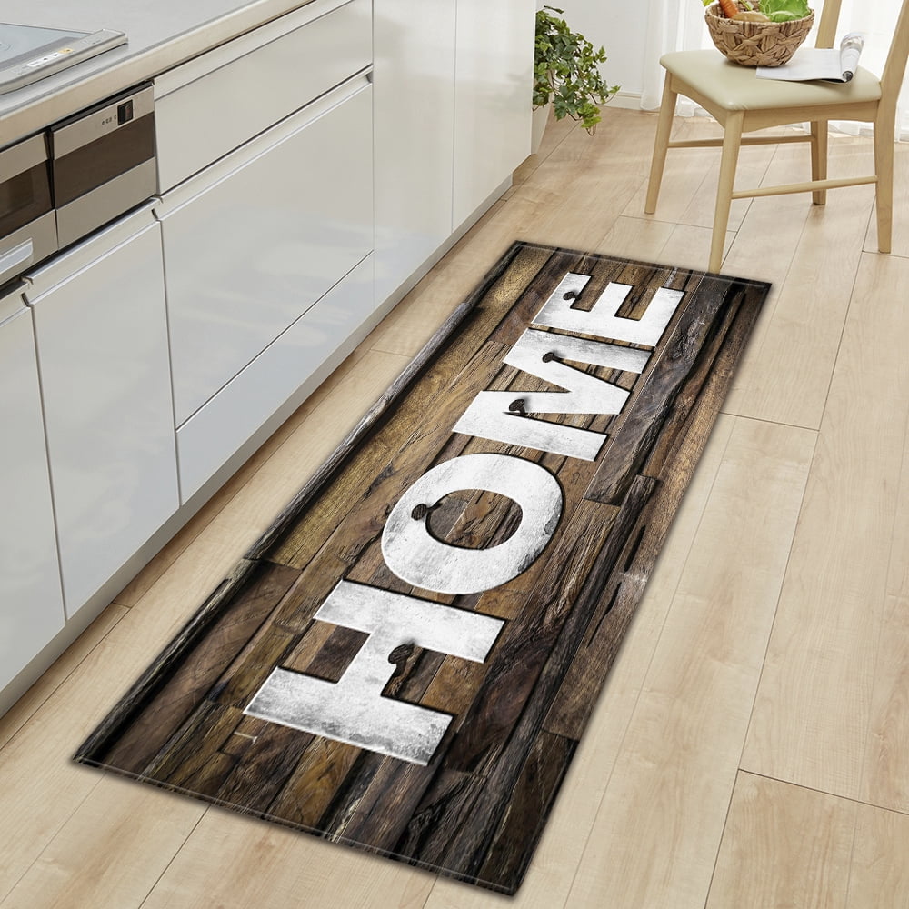 Kitchen PCV Mat Entrance Doormat Hallway Wood Grain Bedroom Living Room ...