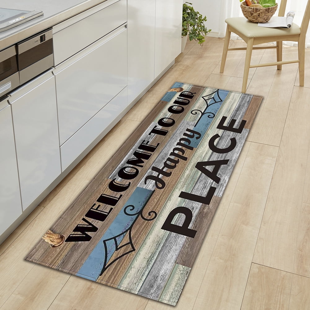 Kitchen PCV Mat Entrance Doormat Hallway Wood Grain Bedroom Living Room ...