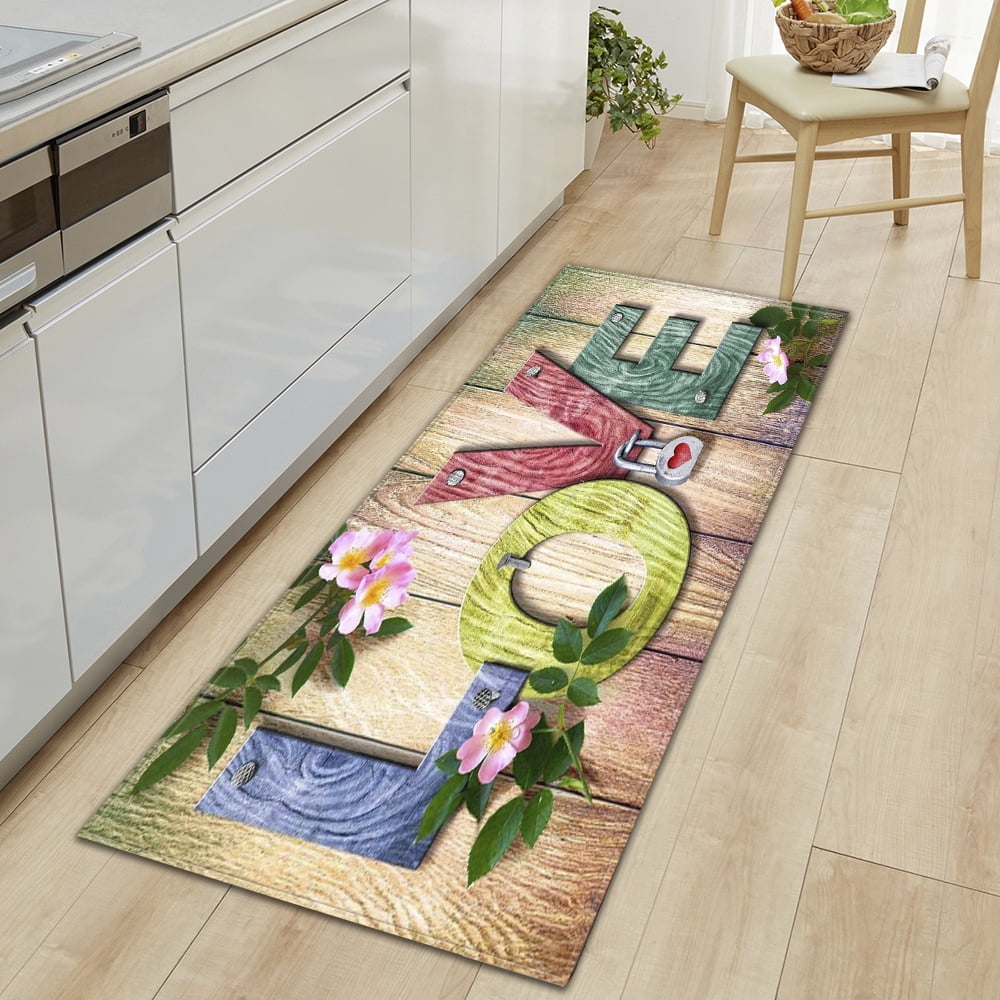 Kitchen PCV Mat Entrance Doormat Hallway Wood Grain Bedroom Living Room ...