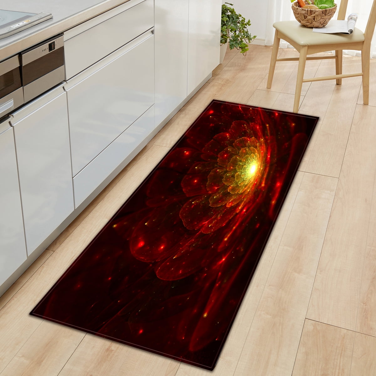 Kitchen PCV Mat Fantasy Flower 3D Printing Pattern Floor Mat Entrance ...