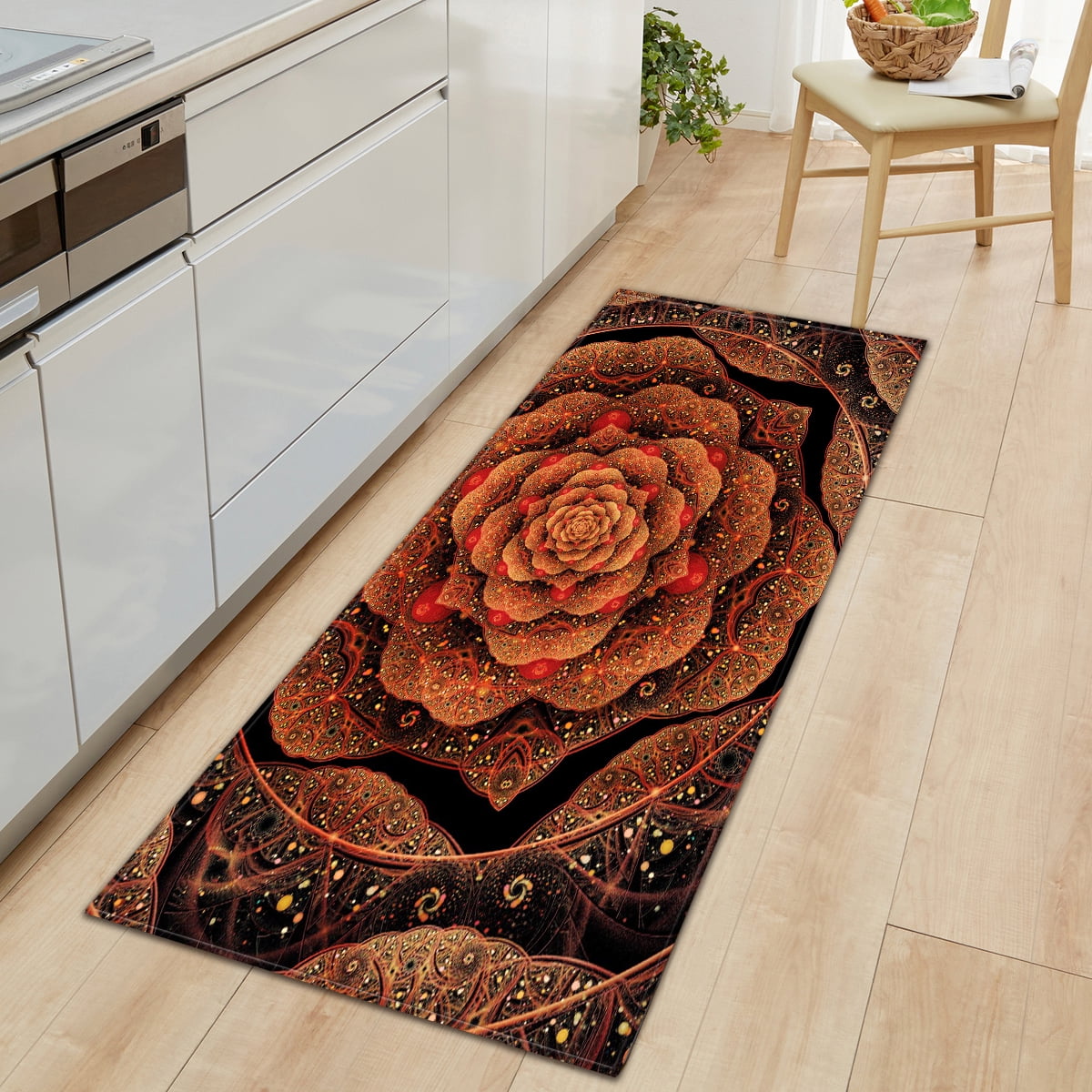 Kitchen PCV Mat Fantasy Flower 3D Printing Pattern Floor Mat Entrance ...