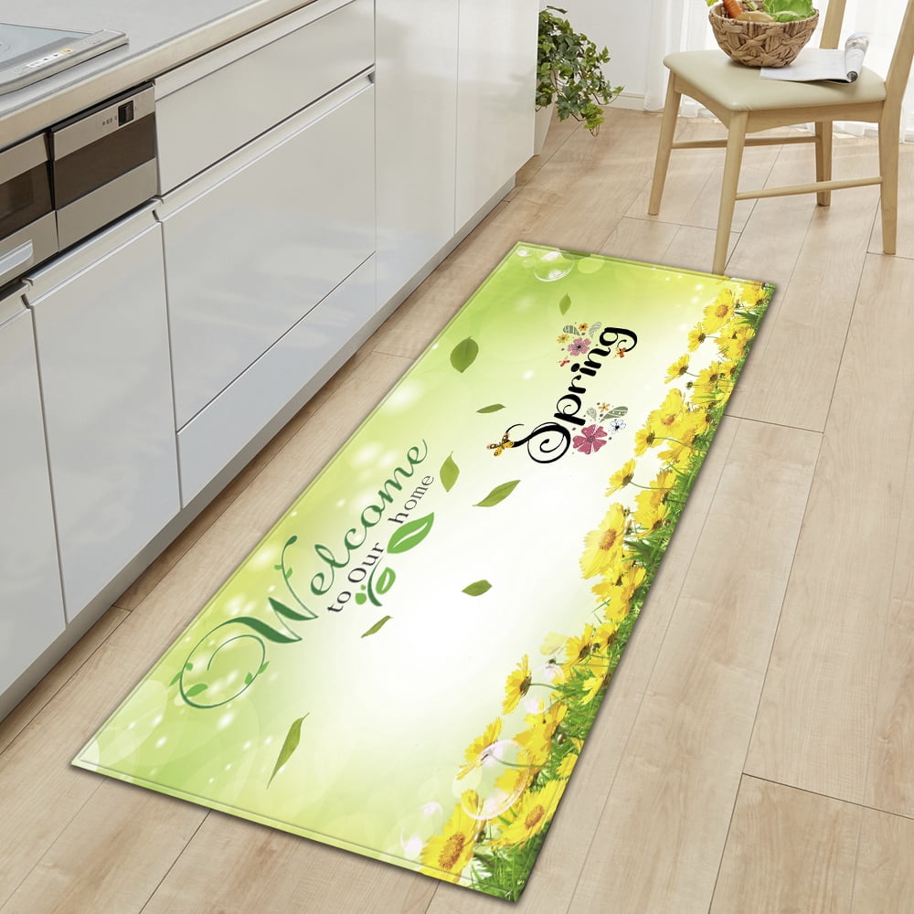 Kitchen PCV Mat Floral Home Hallway Entrance Doormat Living Room ...