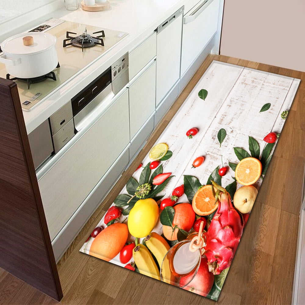 Kitchen PCV Mat Fruit and Vegetable Printed Rug Kitchen Entrance Door ...