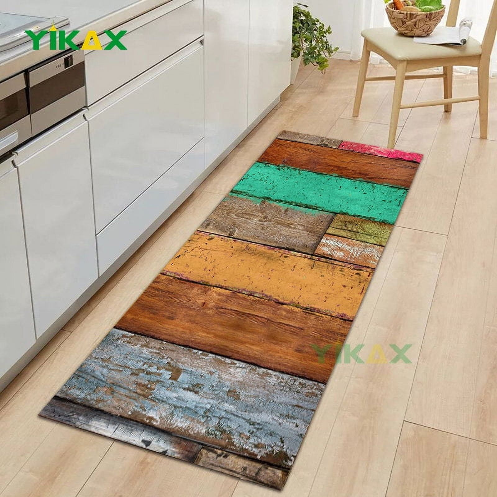 Kitchen PCV Mat Kitchen Rug Wood Grain Bedroom Entrance Doormat Living ...