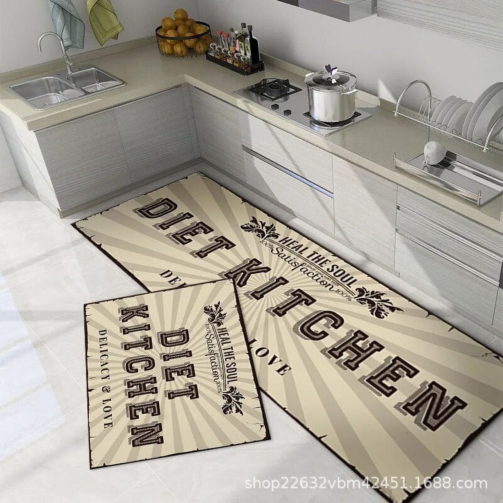 Kitchen PCV Mat Letters Print Carpet For Bedroom Hallway Long Floor ...