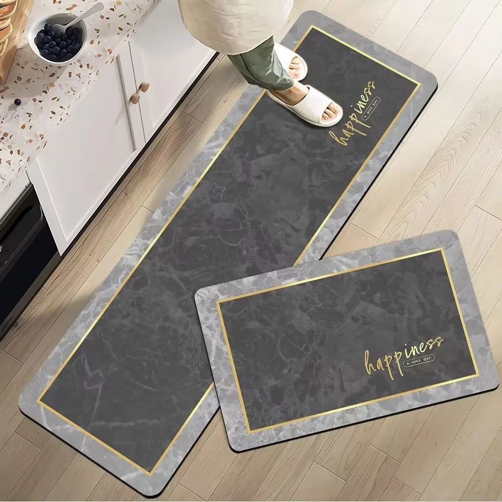 Kitchen PCV Mat Light Luxury Soft Floor Mat Kitchen Long Strip Oil Mat ...
