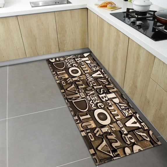 Kitchen PCV Mat Living Room Kitchen Decor Rug Wood Grain Entrance Door ...