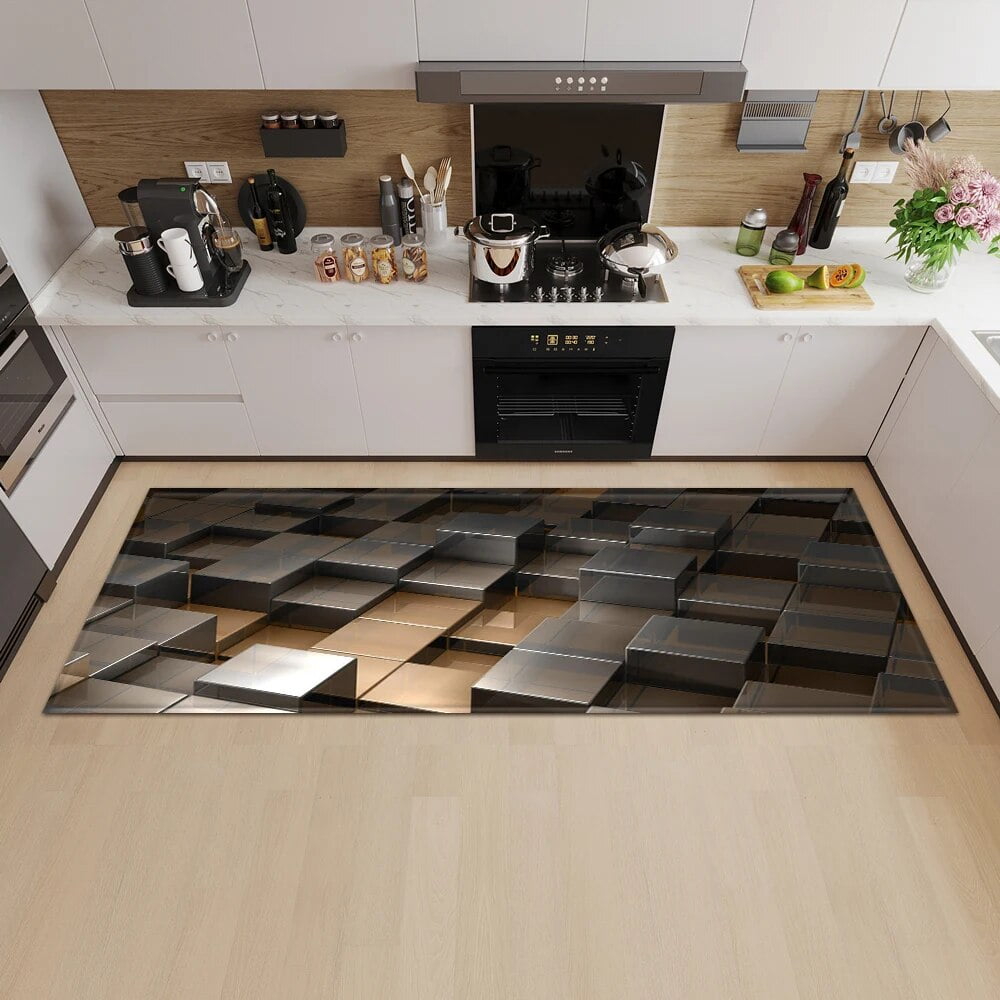 Kitchen PCV Mat Modern 3D Printing Pattern Floor Mat Entrance Door ...