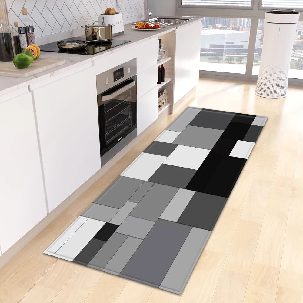Kitchen PCV Mat Modern Geometric Kitchen Rug Entrance Door Mat Bathroom ...