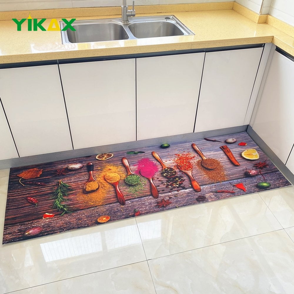 Kitchen PCV Mat Spice Pattern Kitchen Door Mat Balcony Bathroom Floor ...