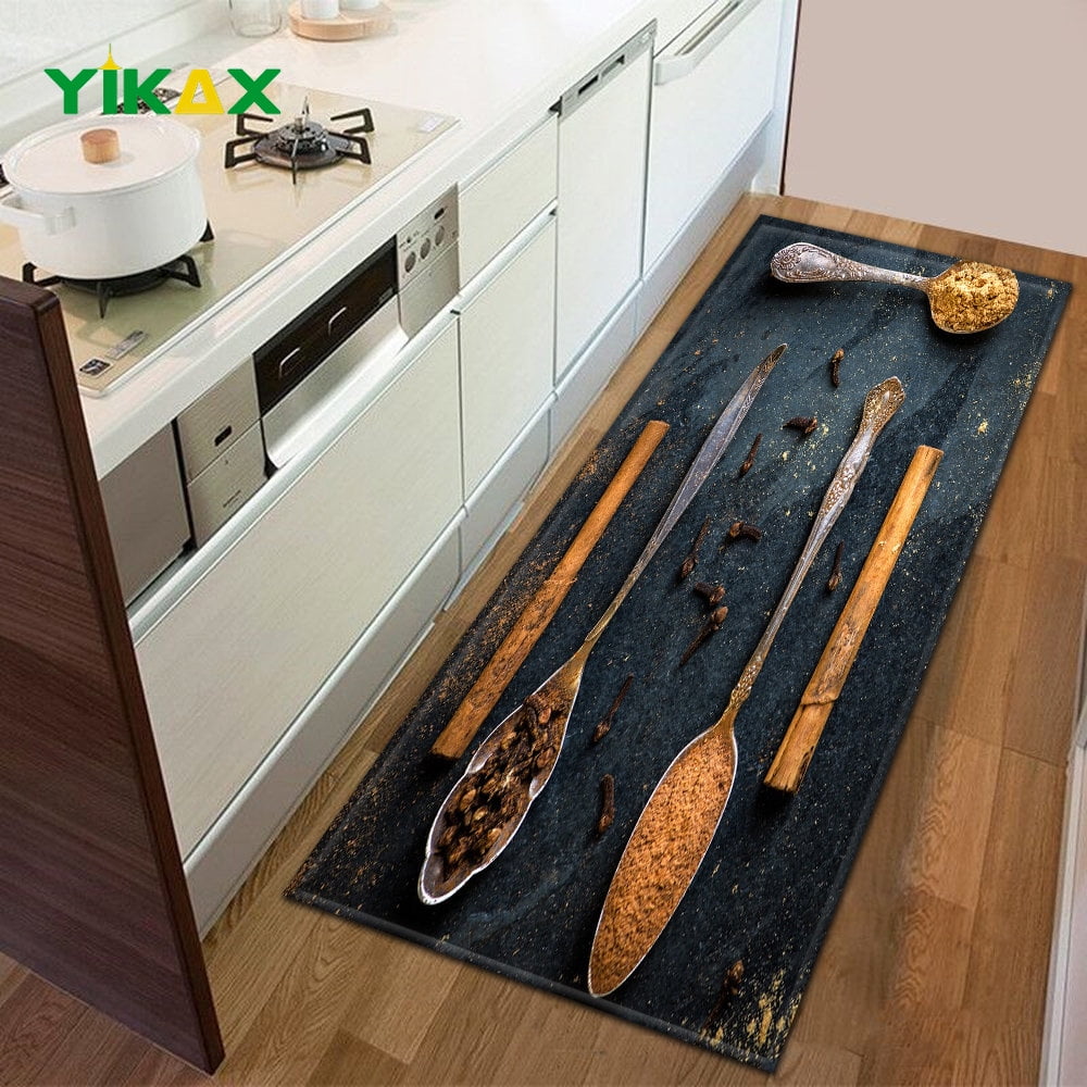 Kitchen PCV Mat Spice Pattern Kitchen Door Mat Balcony Bathroom Floor ...
