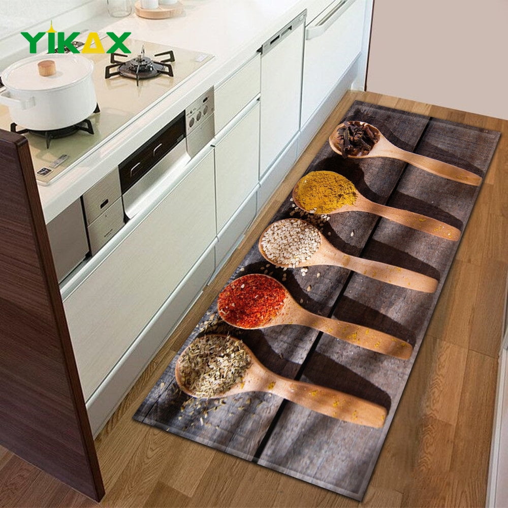Kitchen PCV Mat Spice Pattern Kitchen Door Mat Balcony Bathroom Floor ...