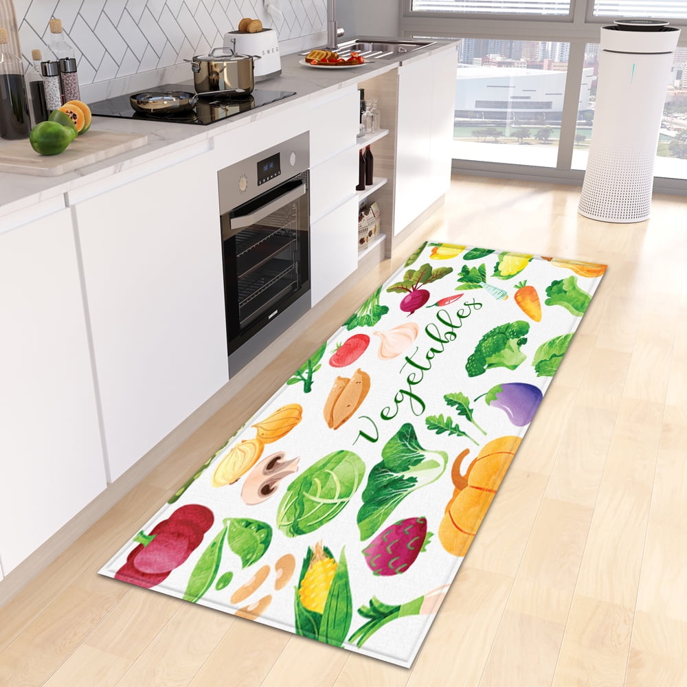 Kitchen PCV Mat Vegetable and Fruit Food Print Pattern Floor Mat Living ...