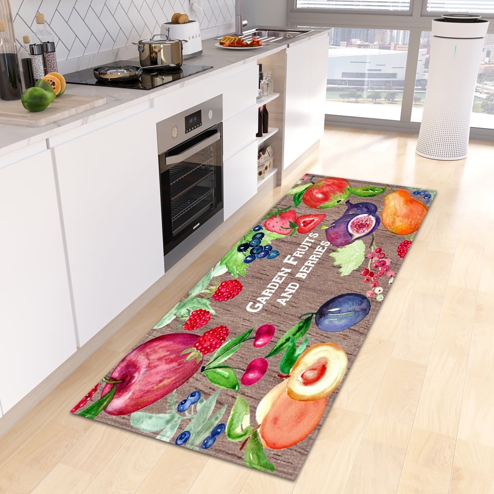 Kitchen PCV Mat Vegetable and Fruit Food Print Pattern Floor Mat Living ...