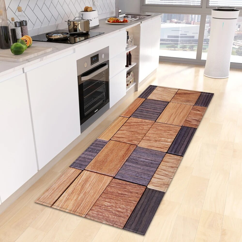 Kitchen PCV Mat Wood Grain Carpet Kitchen Mats Living Room Bedroom ...