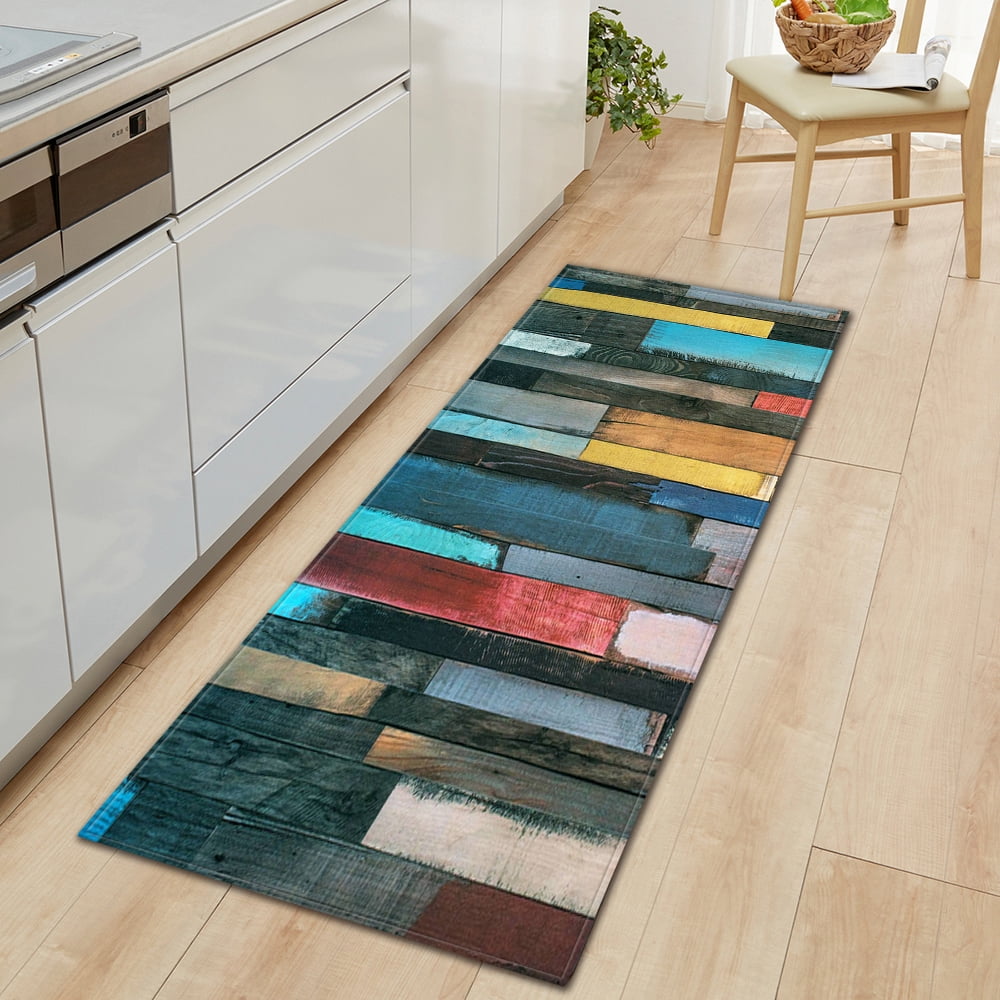 Kitchen PCV Mat Wood Grain House Bath Balcony Entrance Doormat Bedroom ...