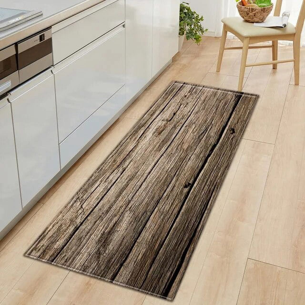 Kitchen PCV Mat Wood Grain Mat Entrance Kitchen Bedroom Living Room ...