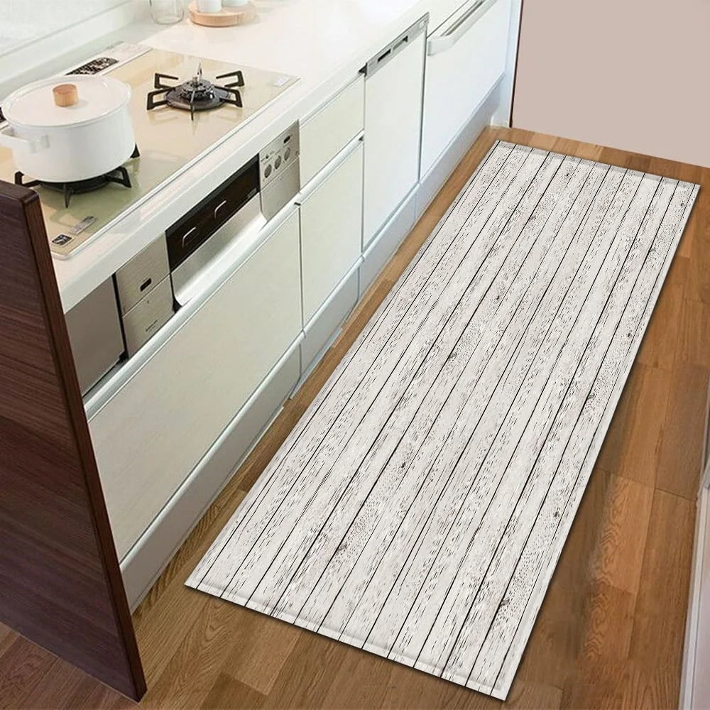Kitchen PCV Mat Wood Grain Pattern Decorative Mats Kitchen Bedroom Rugs ...