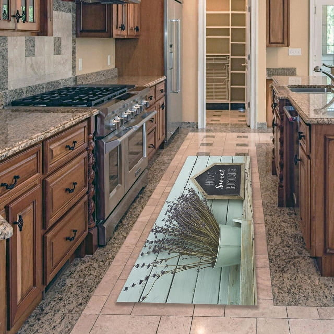 Kitchen PCV Mat Wood Grain Wood Kitchen Rug Mat Home Decor Rugs Welcome ...