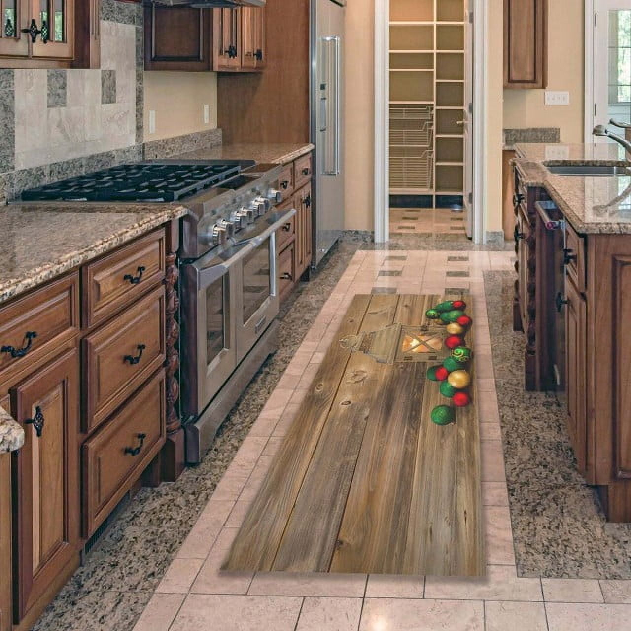 Kitchen PCV Mat Wood Grain Wood Kitchen Rug Mat Home Decor Rugs Welcome ...