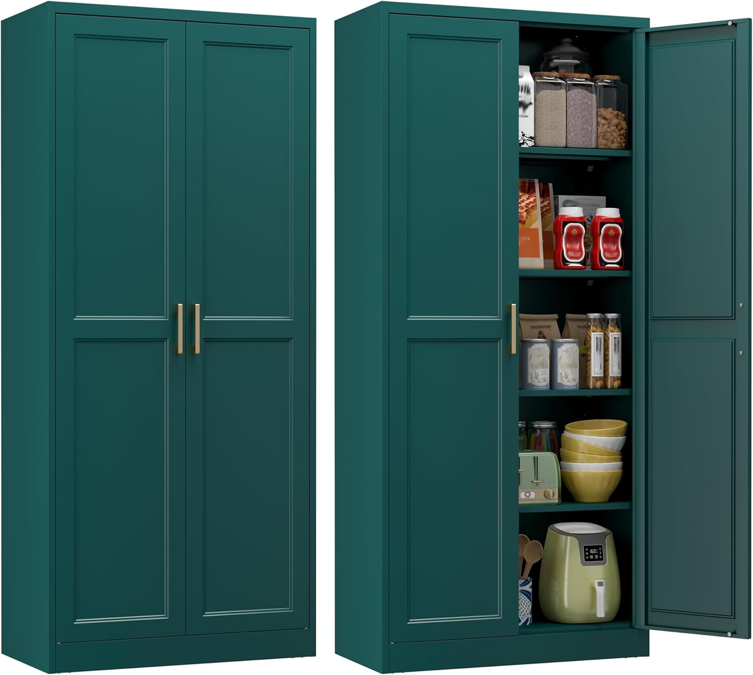 Kitchen Pantry Cabinet, 60 Inch Tall Pantry Storage Cabinet with Doors ...