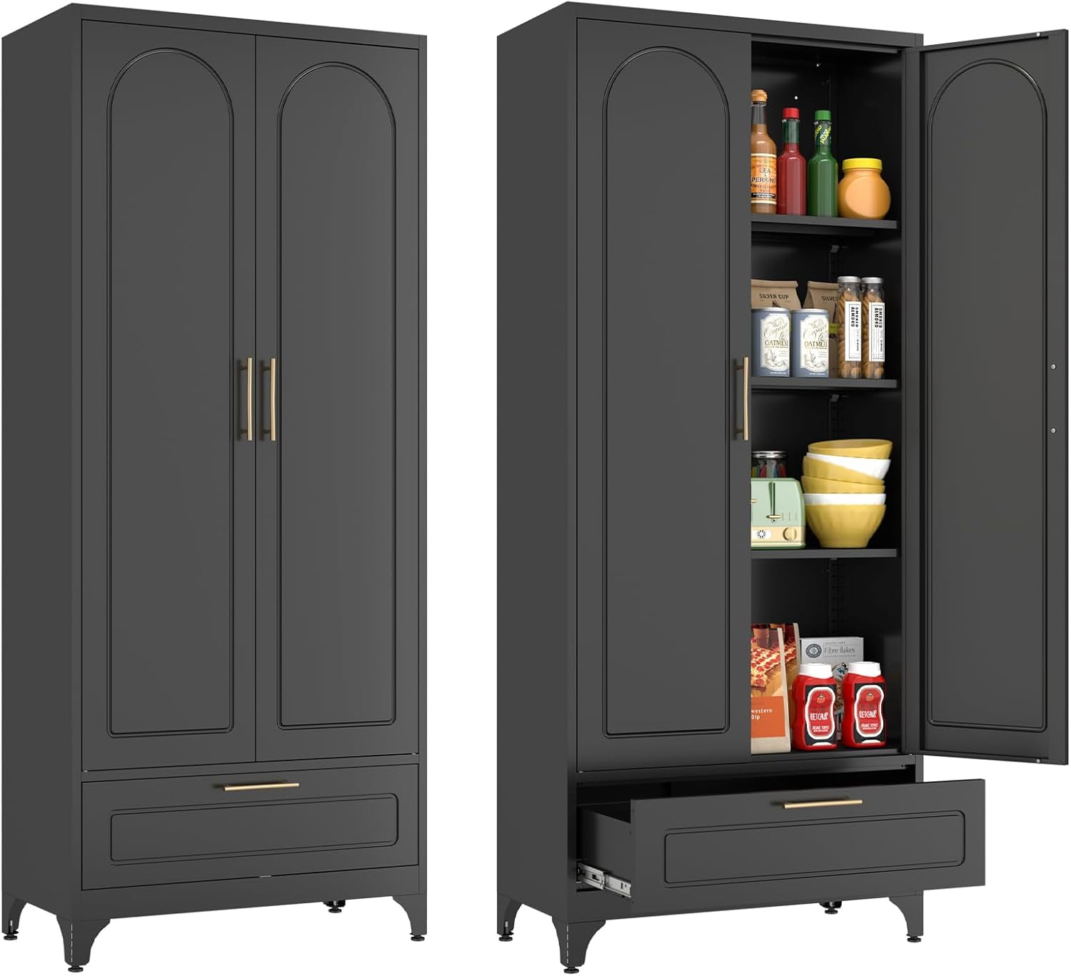 Kitchen Pantry Cabinet, 60 Inch Tall Pantry Storage Cabinet with Doors ...