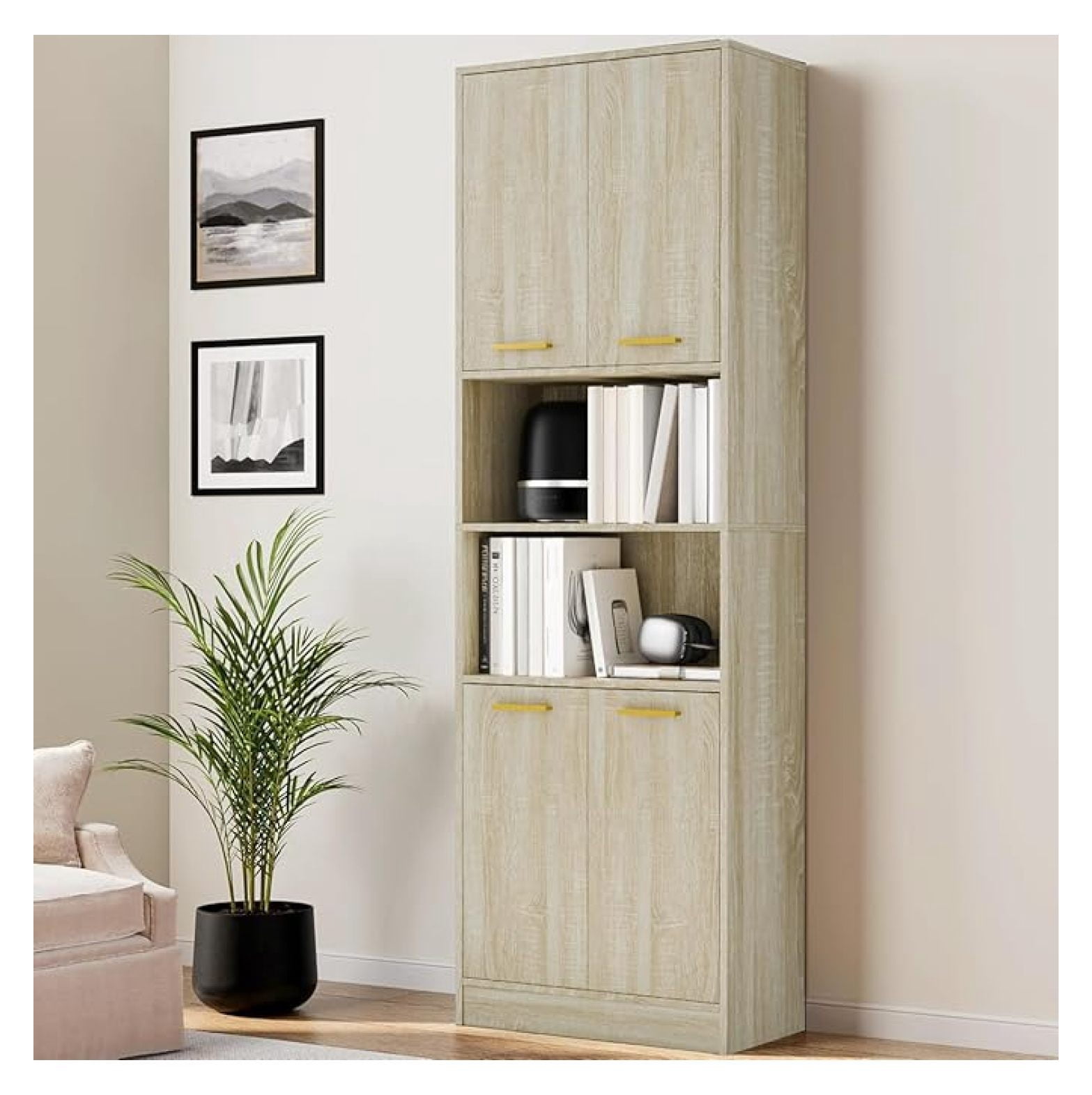 Kitchen Pantry Cabinet, 75" Tall Wood Storage Cabinet with Doors and ...