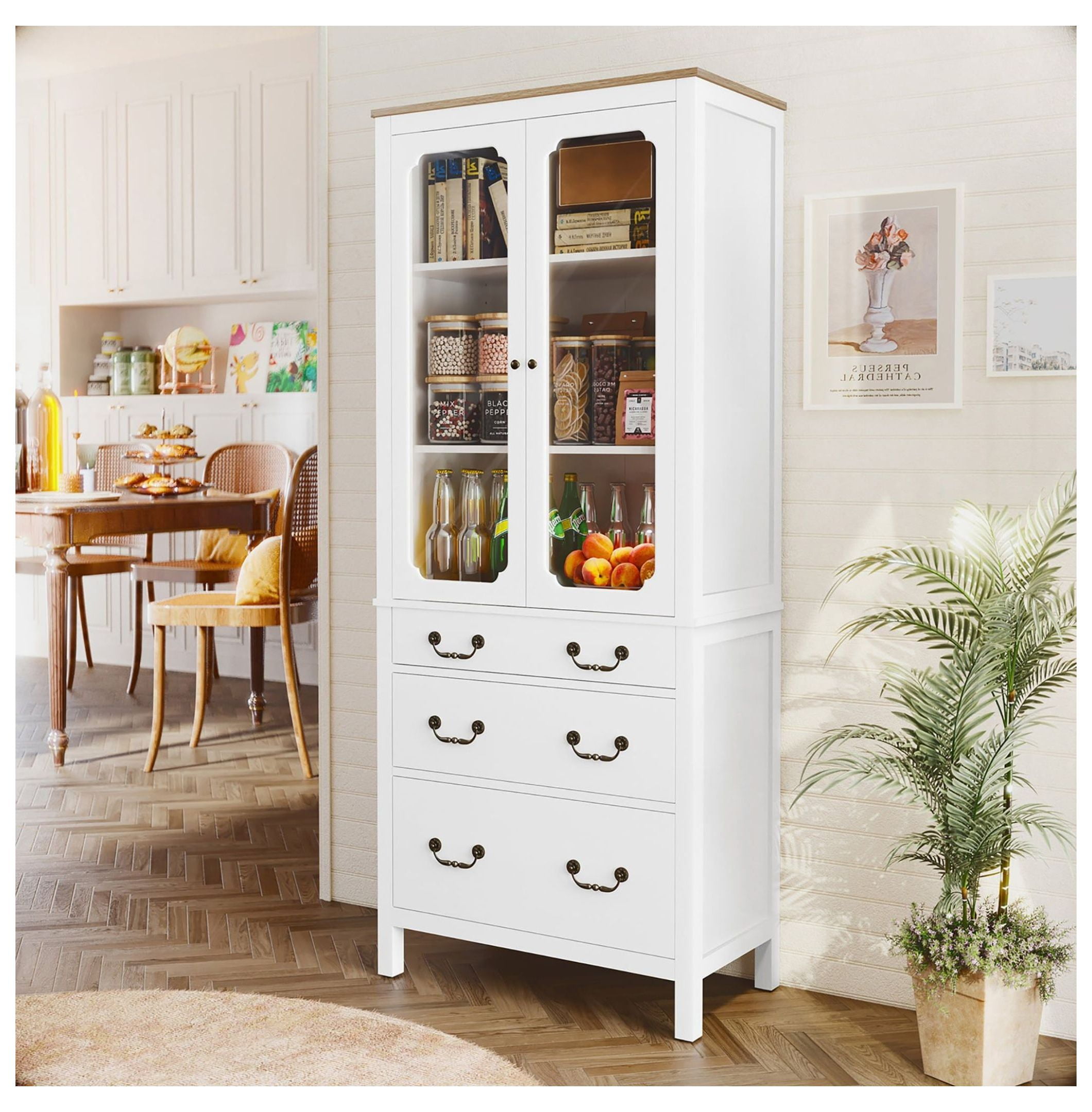 Kitchen Pantry Cabinet, Freestanding Tall Storage Cabinet, Utility ...