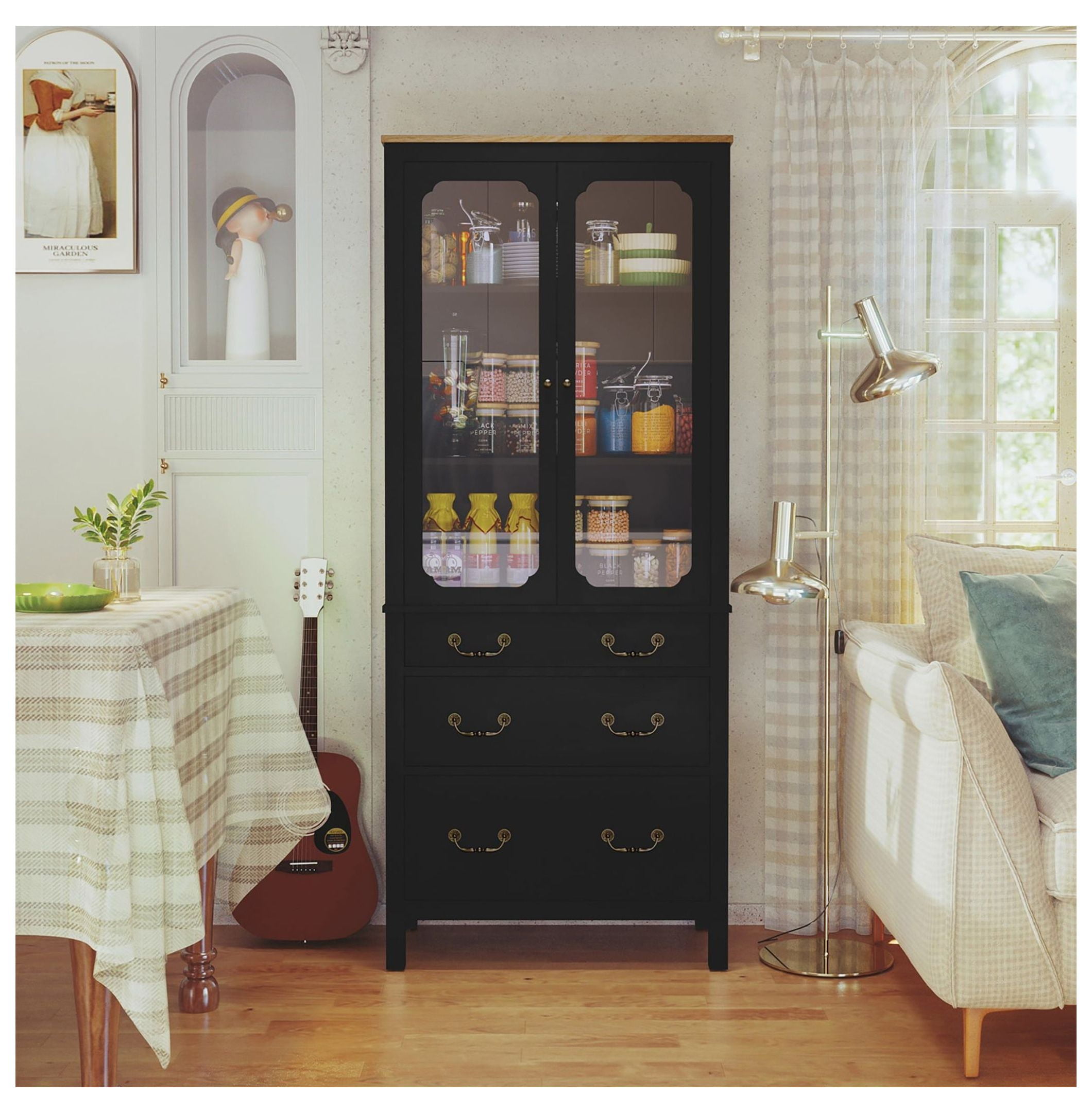 Kitchen Pantry Cabinet, Freestanding Tall Storage Cabinet, Utility ...