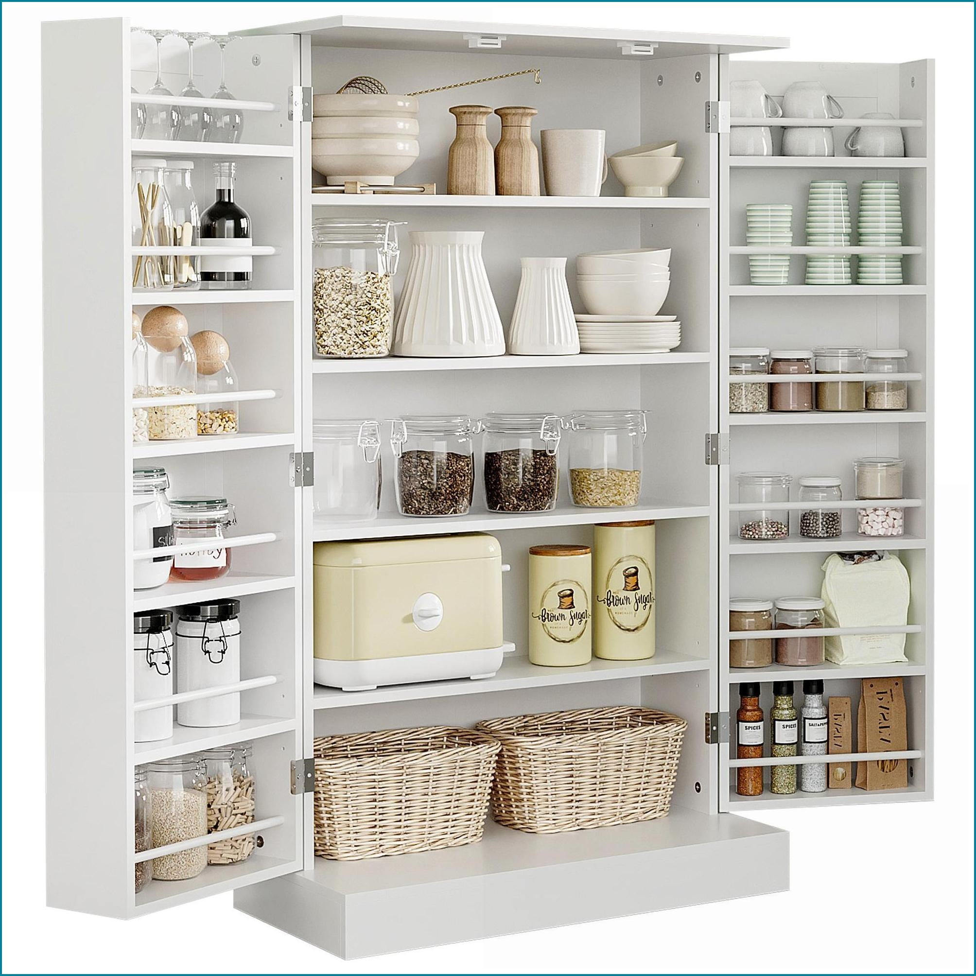 Kitchen Pantry Cabinet | HOMCOM 41" Modern White Freestanding Storage ...