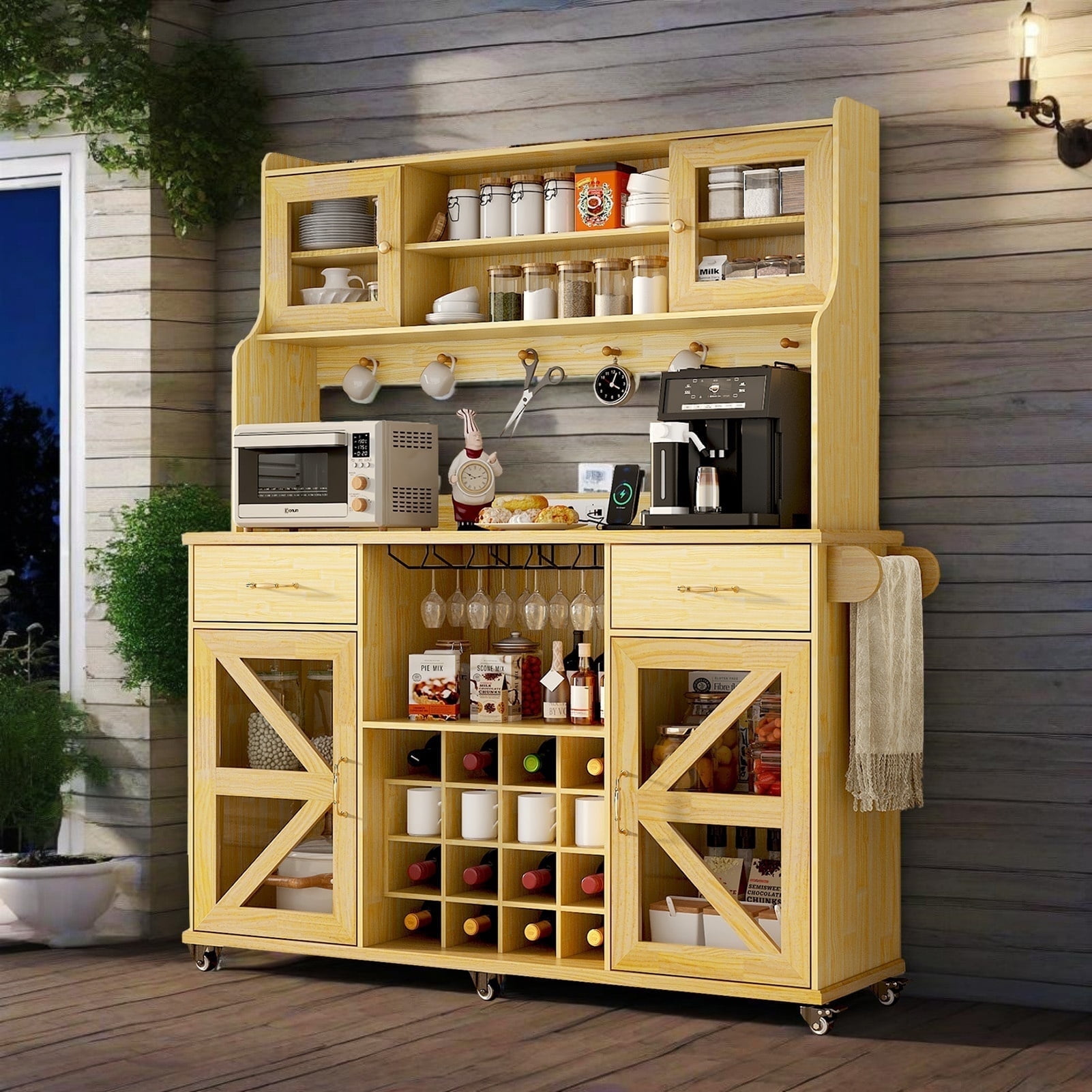 Customer reviews for Rolling Pantry Storage Cabinet with Hutch, Outlets ...