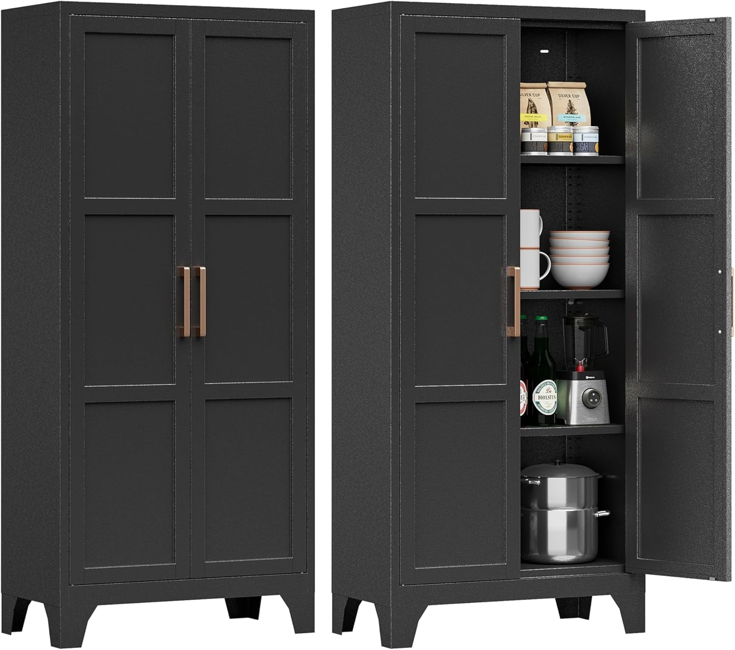 Kitchen Pantry Cabinet, Pantry Storage Cabinet with Lock and Adjustable ...