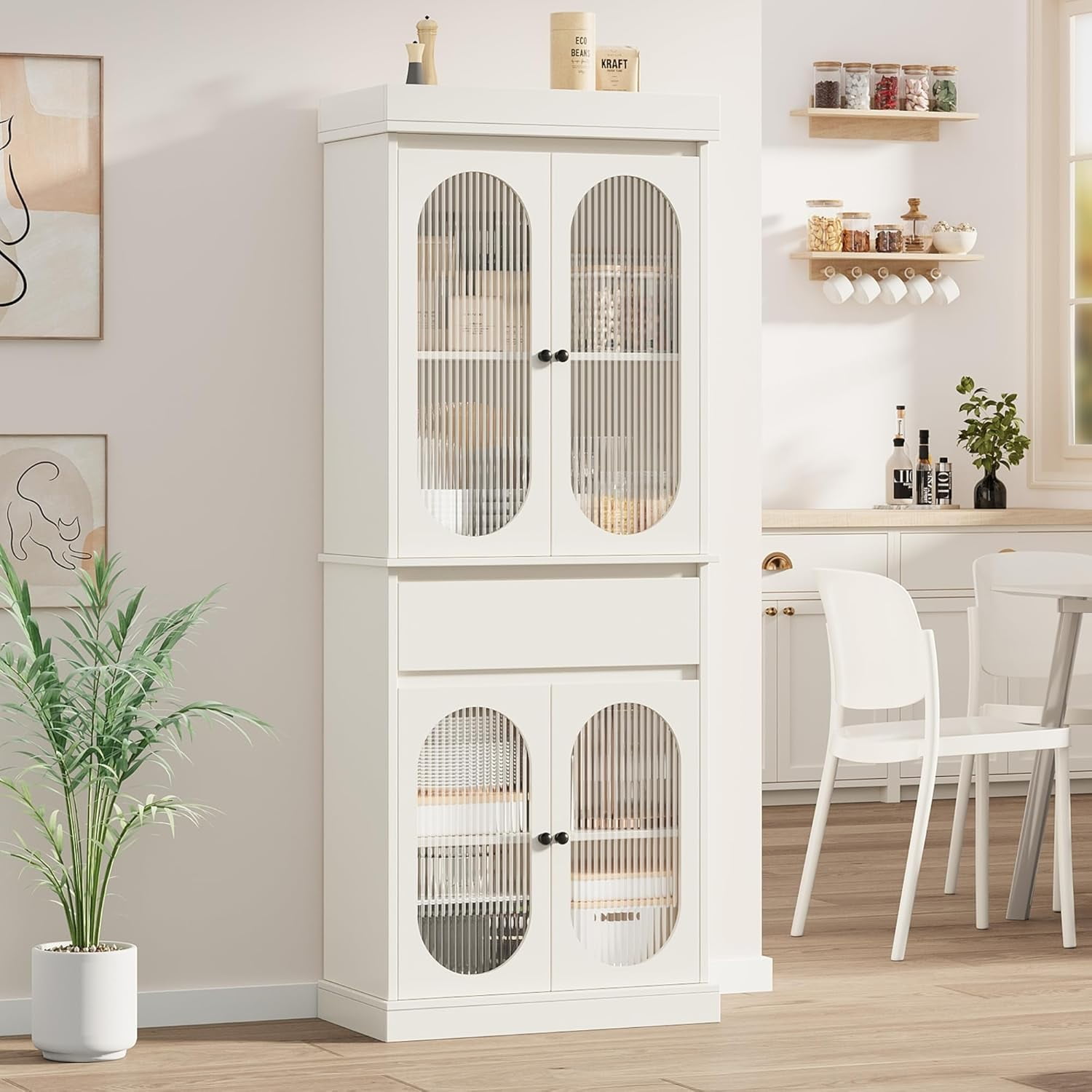 Kitchen Pantry Cabinet, Pantry Storage Cabinet with Doors and Shelves ...
