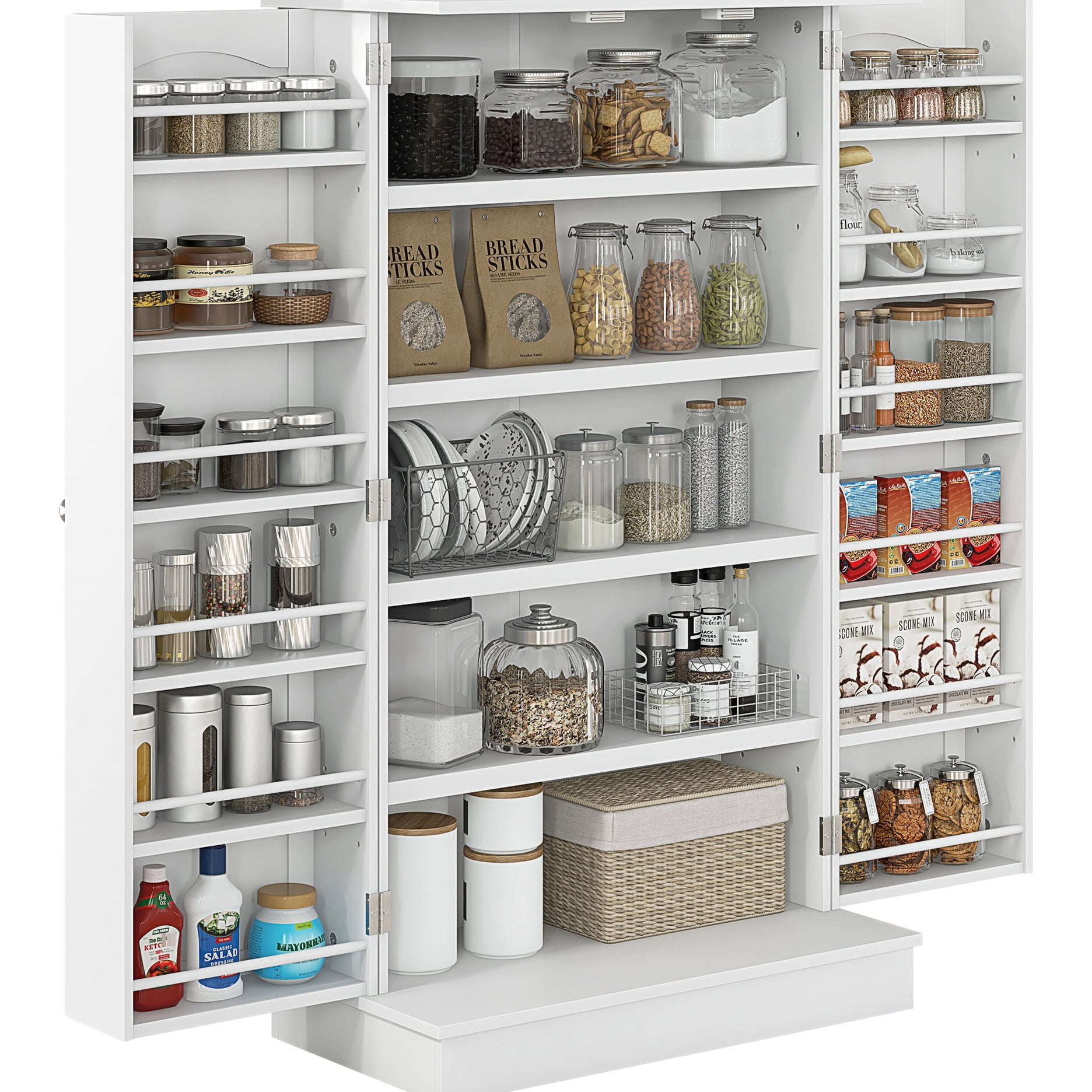 Kitchen Pantry Storage Cabinet With 5 Shelving And 12 Spice - Keep Your ...