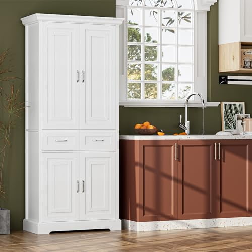Kitchen Pantry Storage Cabinet, 71" Tall Storage Cabinet with 4 Doors ...