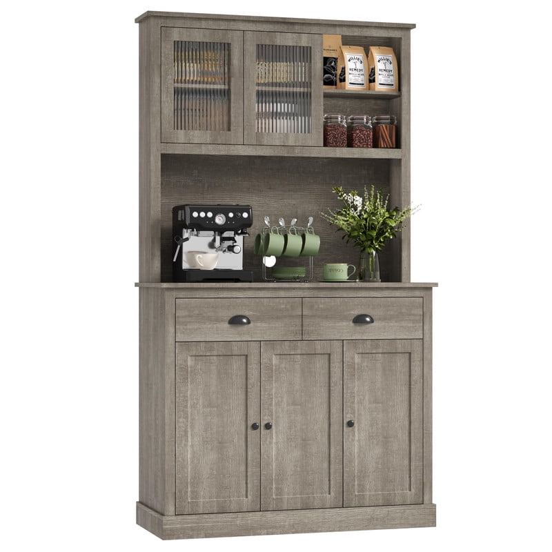 Kitchen Pantry Storage Cabinet, 71" Tall Wood Pantry Cabinet with ...