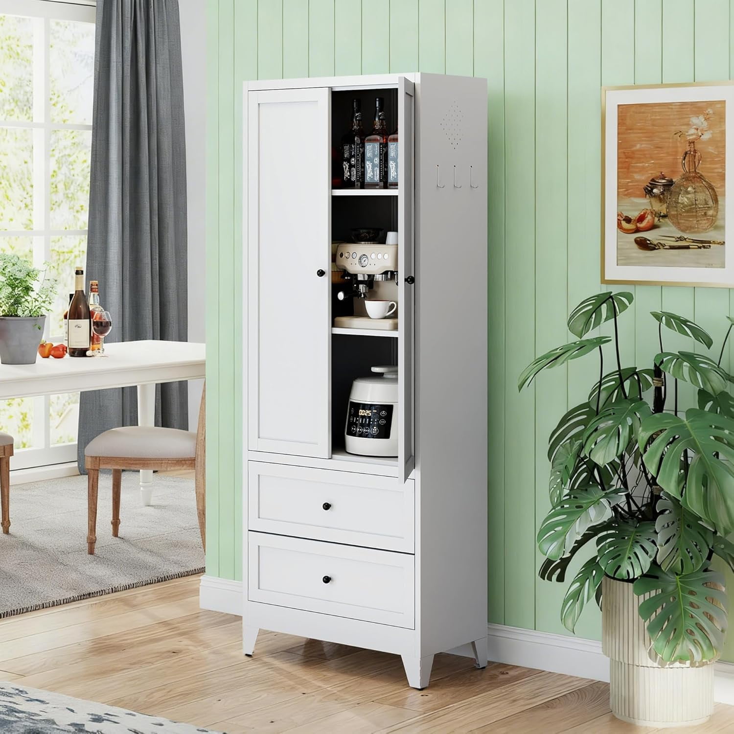 Kitchen Pantry Storage Cabinet, 72" H Storage Cabinet with 2 Drawers ...