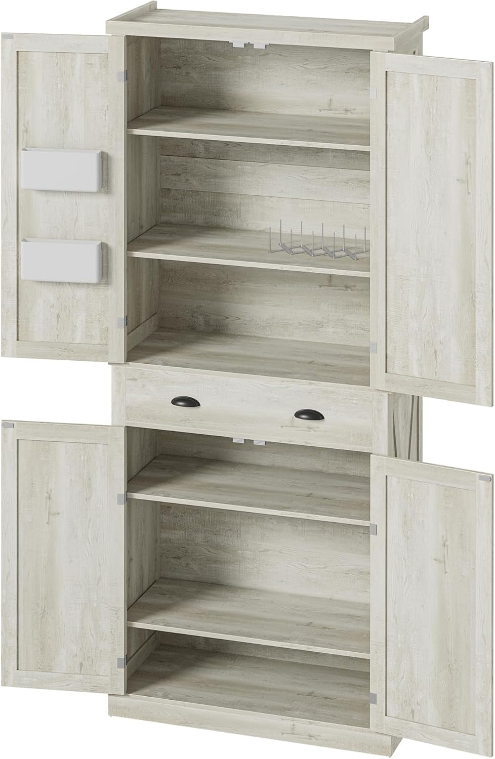 Kitchen Pantry Storage Cabinet 83.9" H, with Barn Doors, Drawer, 4 ...