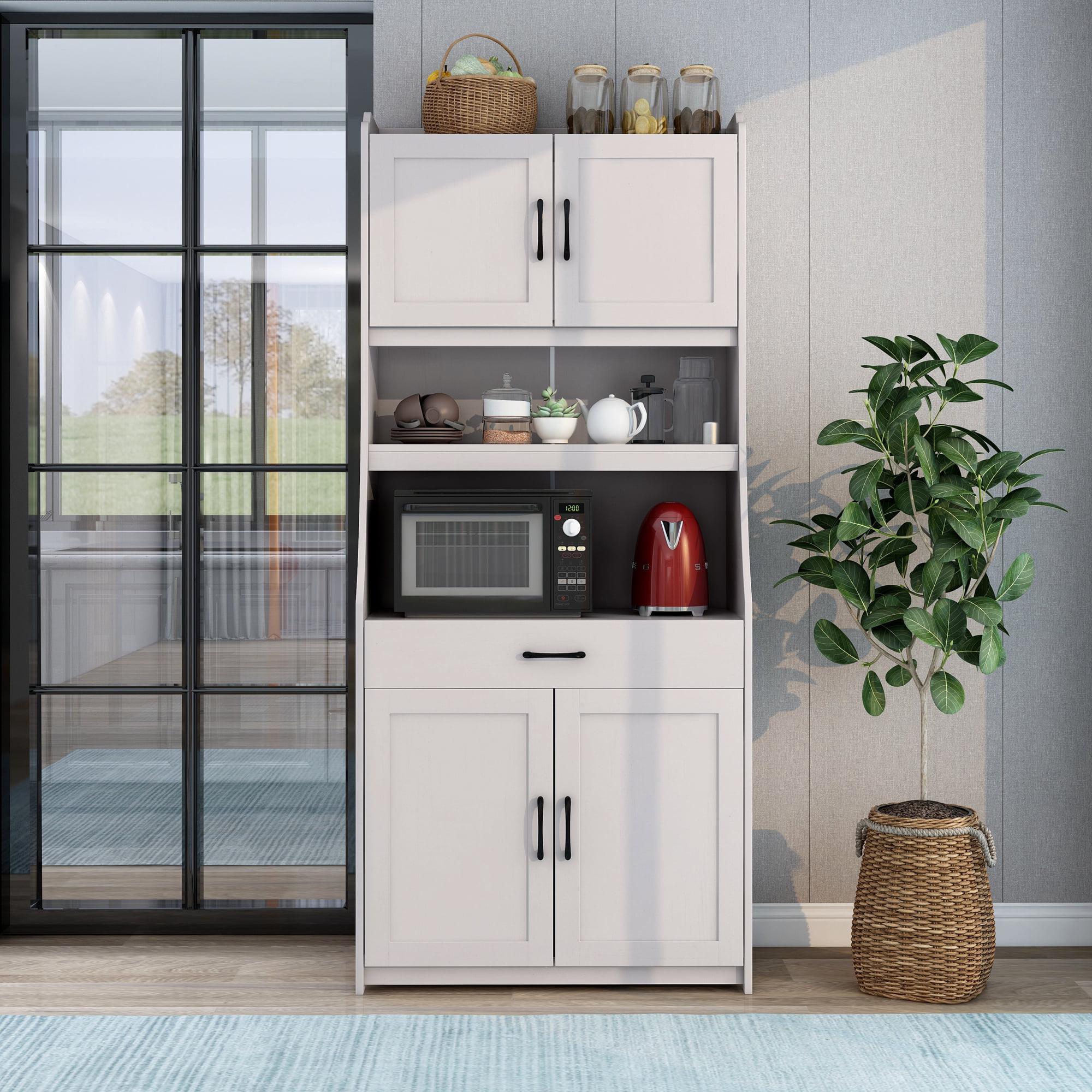 Kitchen Pantry Storage Cabinet, Kitchen Cupboard with Doors ...