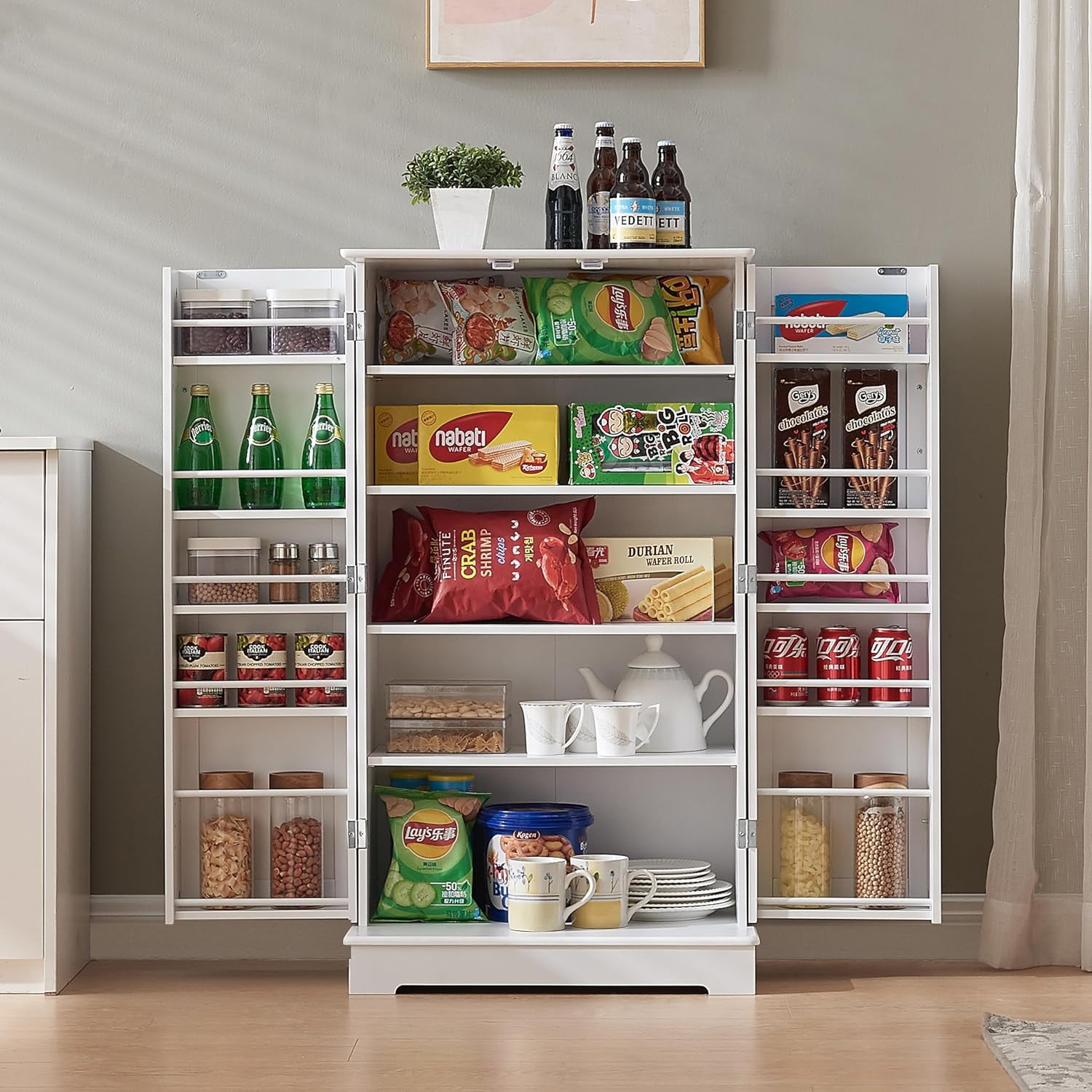 Kitchen Pantry Storage Cabinet - Food Pantry Cabinets with Doors and ...