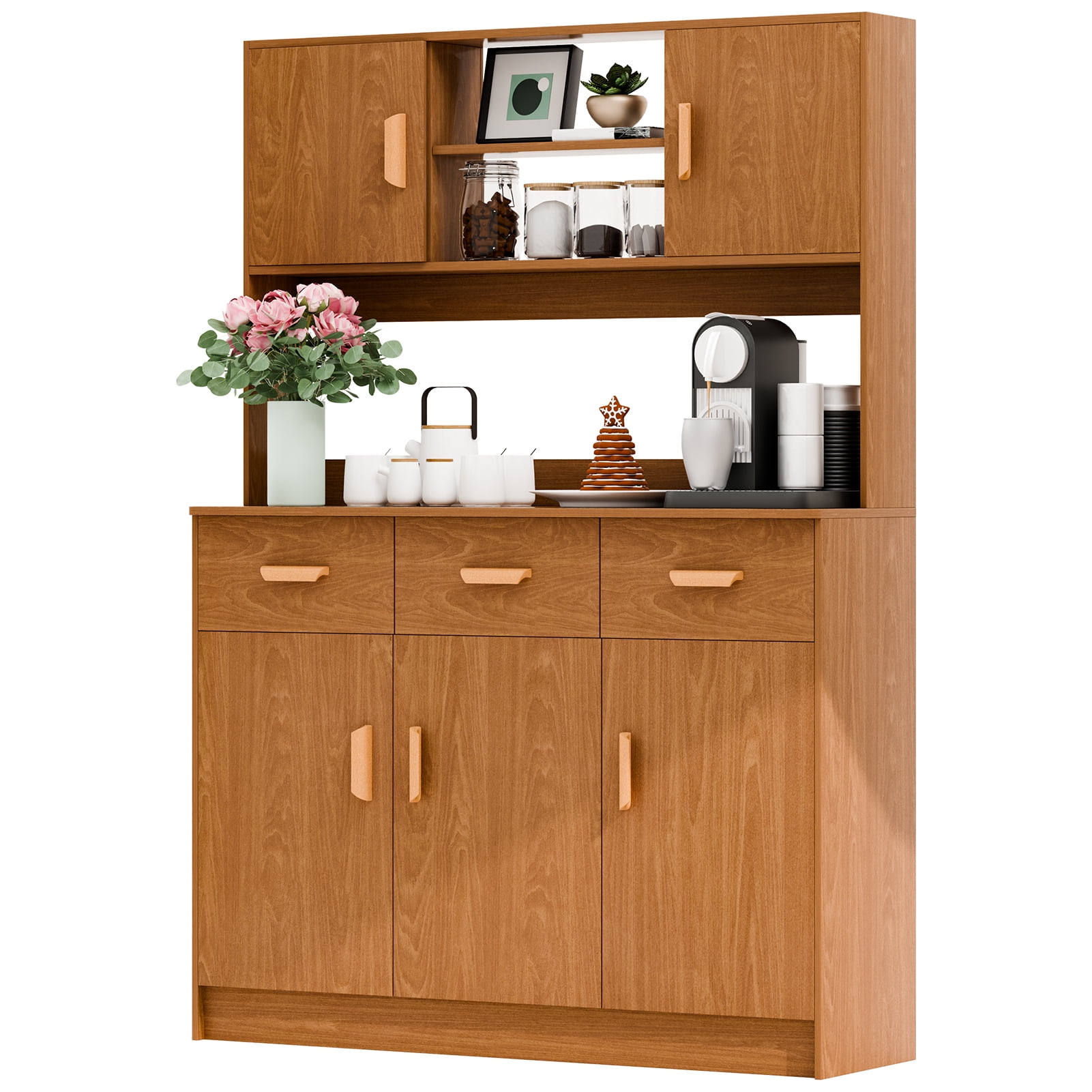 Kitchen Pantry Storage Cabinet, Freestanding Hutch Cabinet with Buffet ...