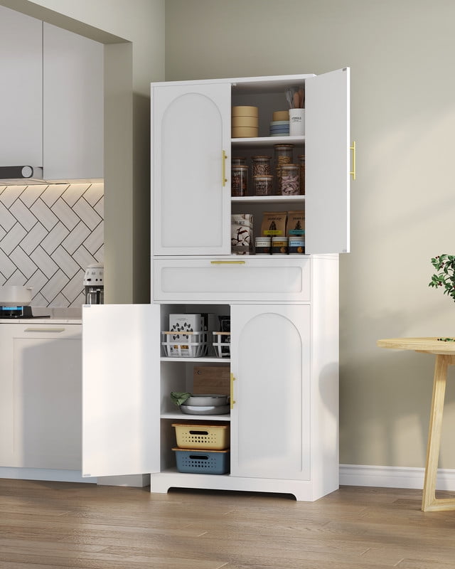 Kitchen Pantry Storage Cabinet, Freestanding Storage Cabinet with 4 ...