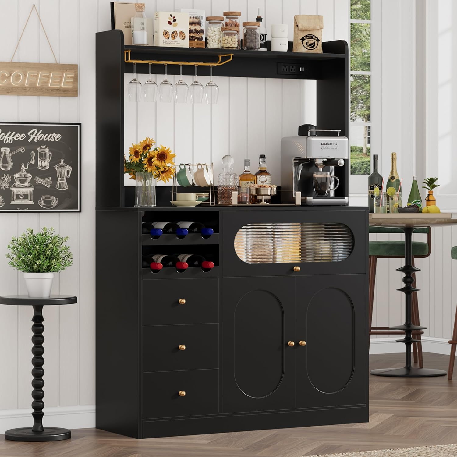 Kitchen Pantry Storage Cabinet with Hutch, Buffet Sideboard with ...