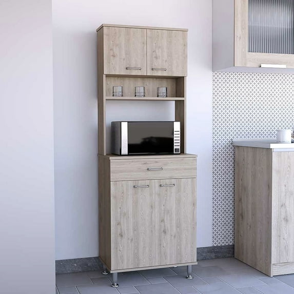 Kitchen Pantry with Countertop | Open & Closed Storage for Pots, Pans ...