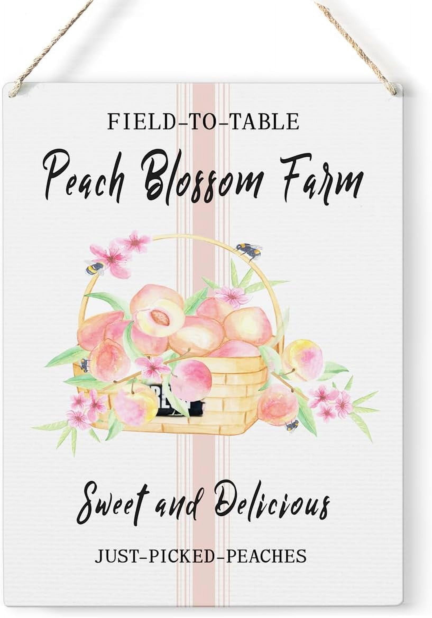 Kitchen Peach Wood Sign Peach Blossom Farm Wooden Signs Rustic Summer ...
