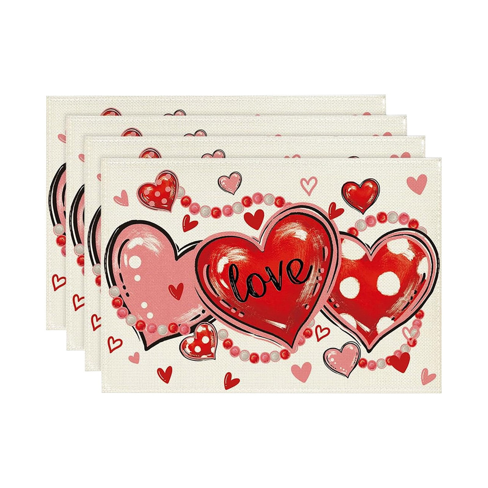 Dining Table Mats Vinyl Placemats Plastic Tabletop Display Set of 4 Red ...